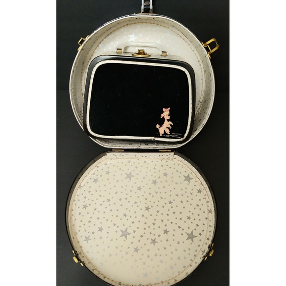 Source Unknown | Bags | Vintage 4s50s Set 2 Black Vinyl Hat Box ...